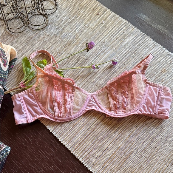 We Are Hah | Intimates & Sleepwear | Chic Pink Lace Underwire Bra ...